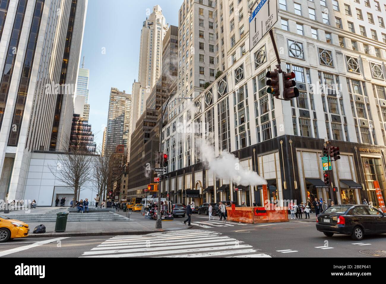 NEW YORK, NY, USA - MARCH 9, 2020: The intersection between Fifth ...