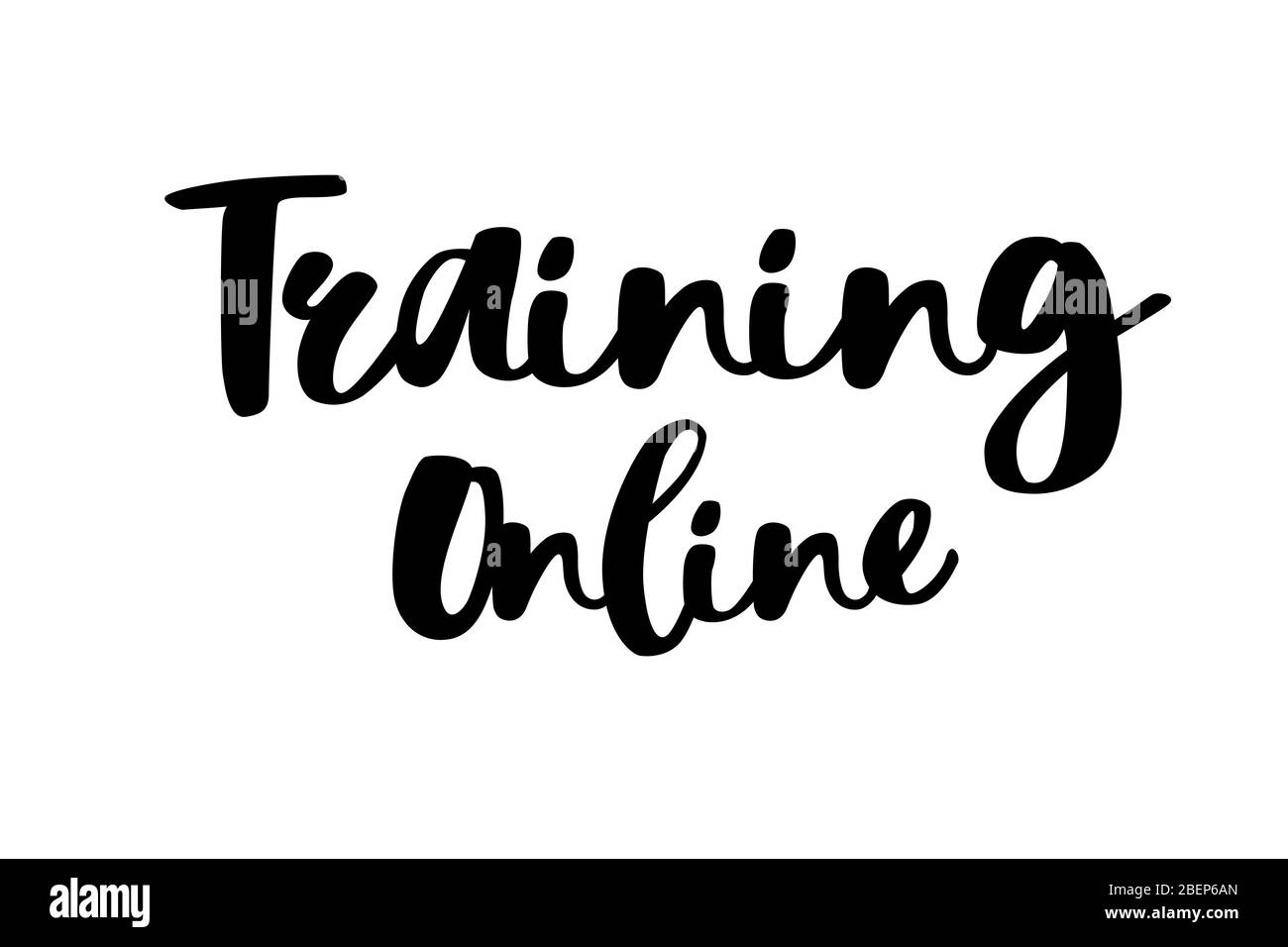 Training online text. Stylish hand written black lettering on white ...