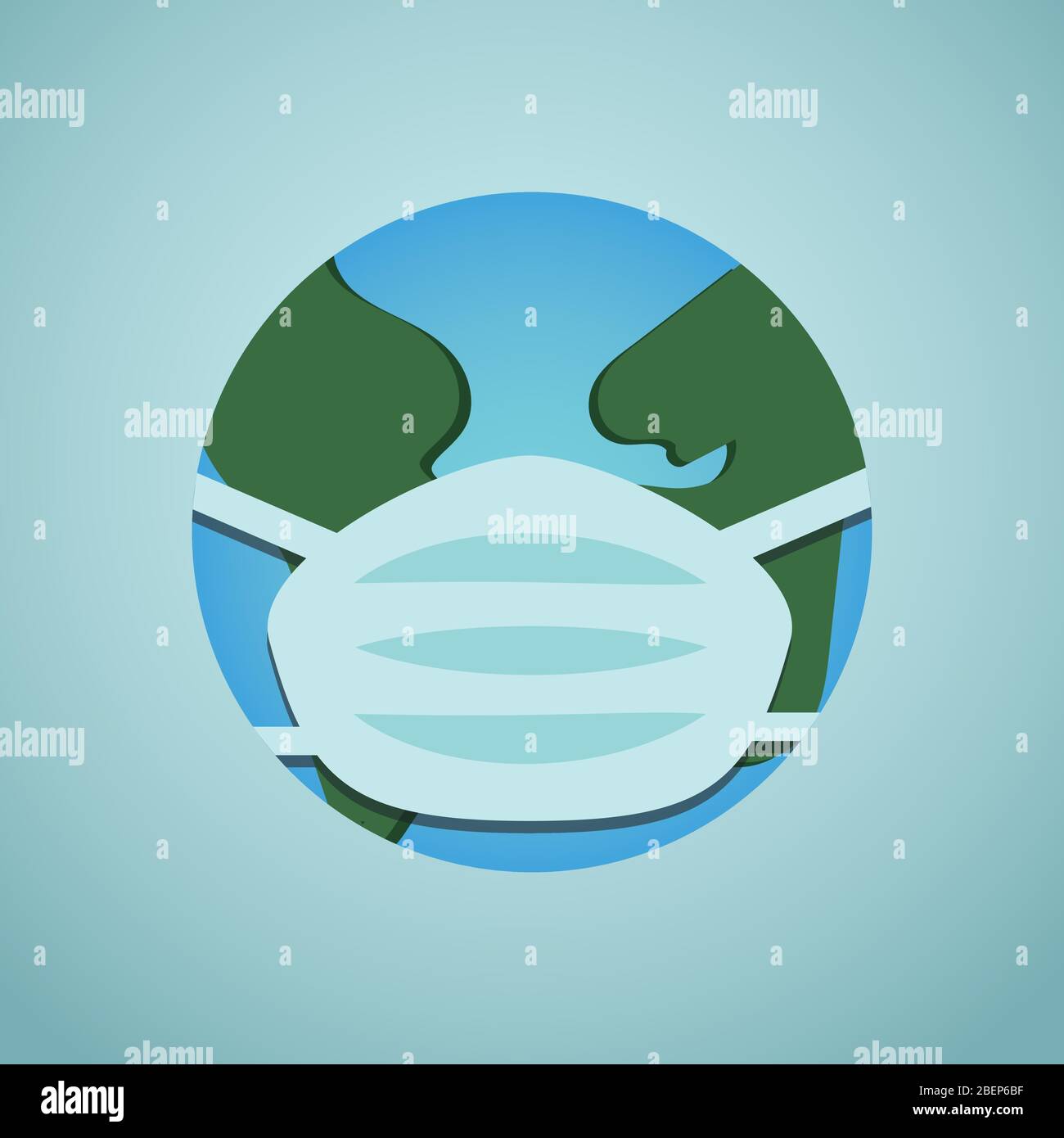 Planet earth in medical mask. Healthy Happy earth day. Global Virus ...