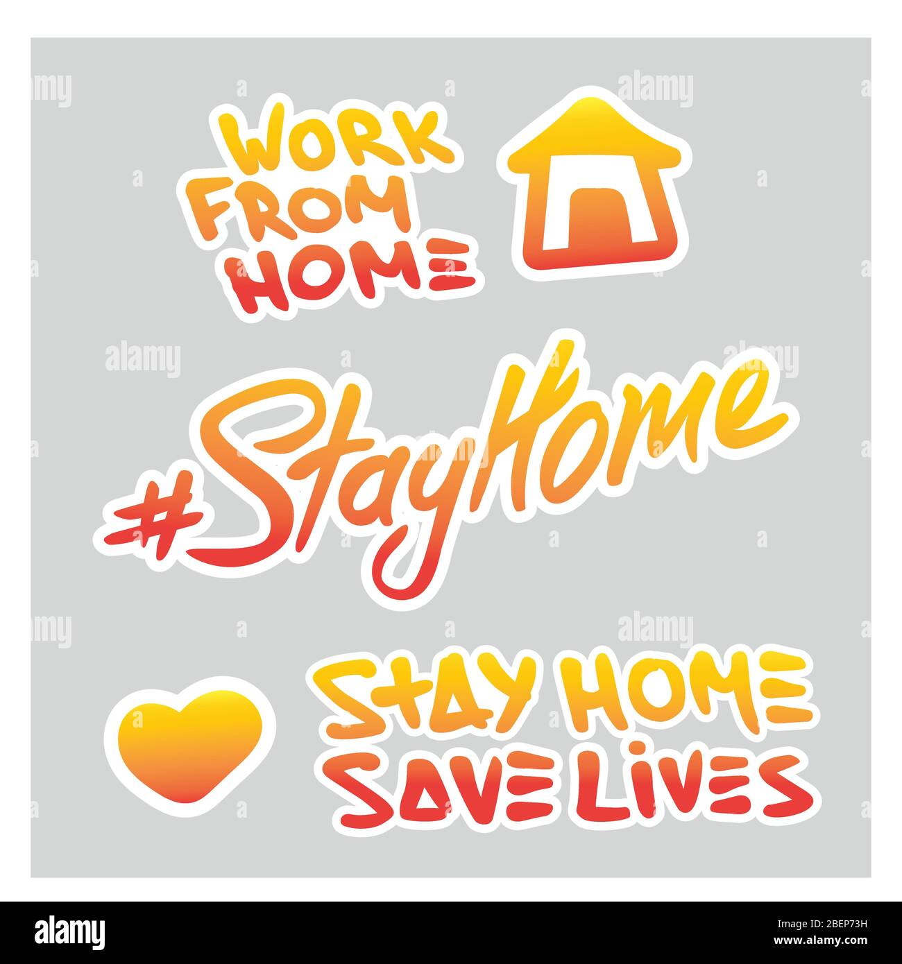 Stay home text. Isolation at home to prevent coronavirus pandemic. Work ...