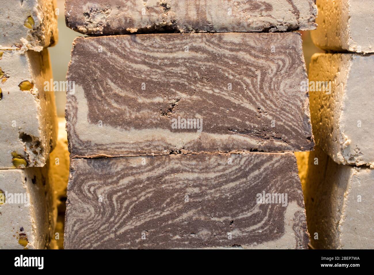 Traditional eastern Halvah a sweet confection made with tahini sesame ...