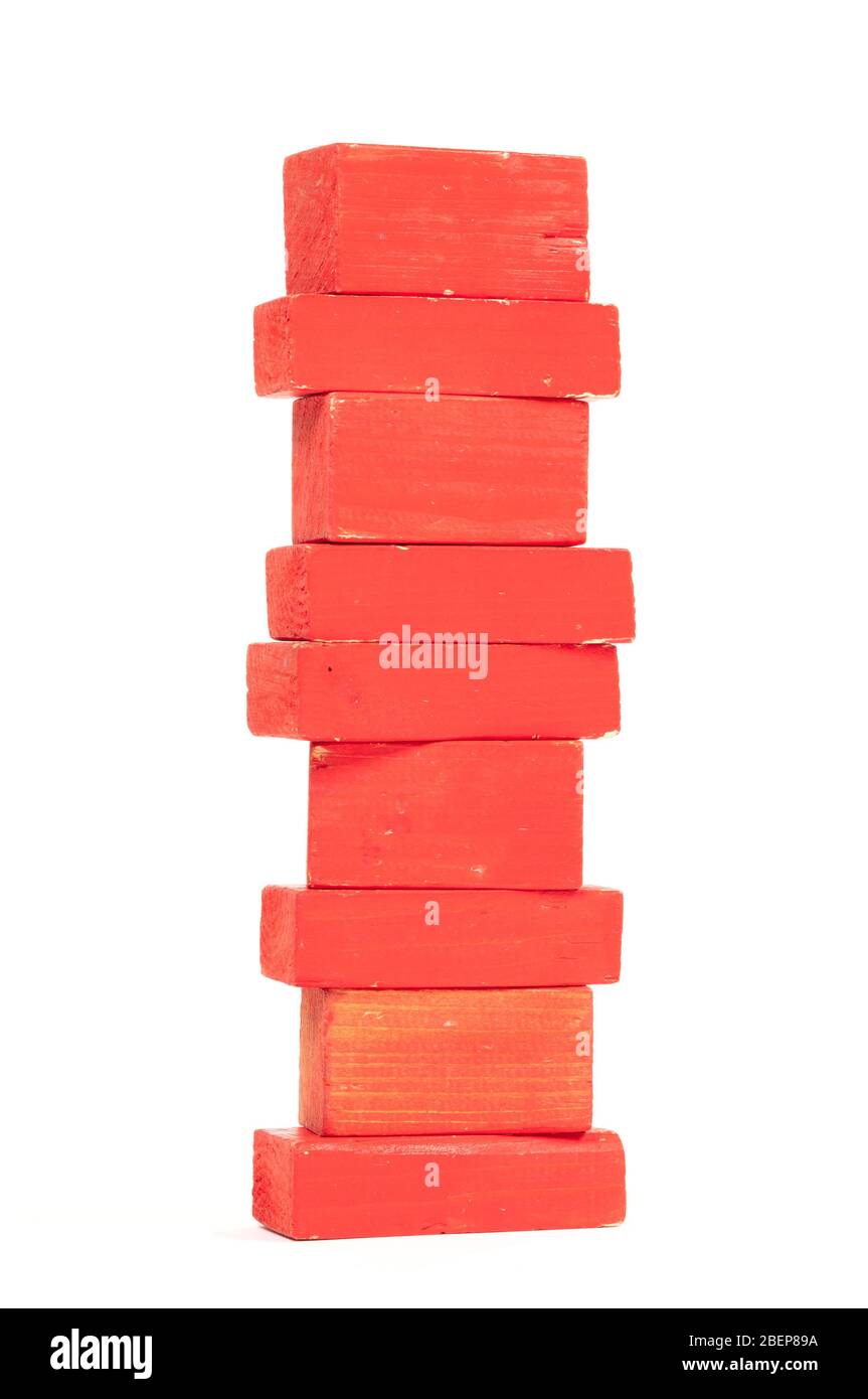 Vintage red building blocks isolated on white background Stock Photo ...