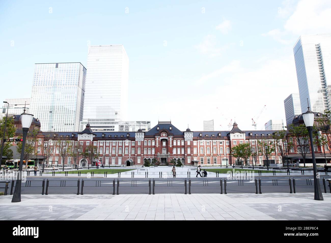 Marunouchi side of Tokyo Station is quieter than usual in Tokyo, Japan ...