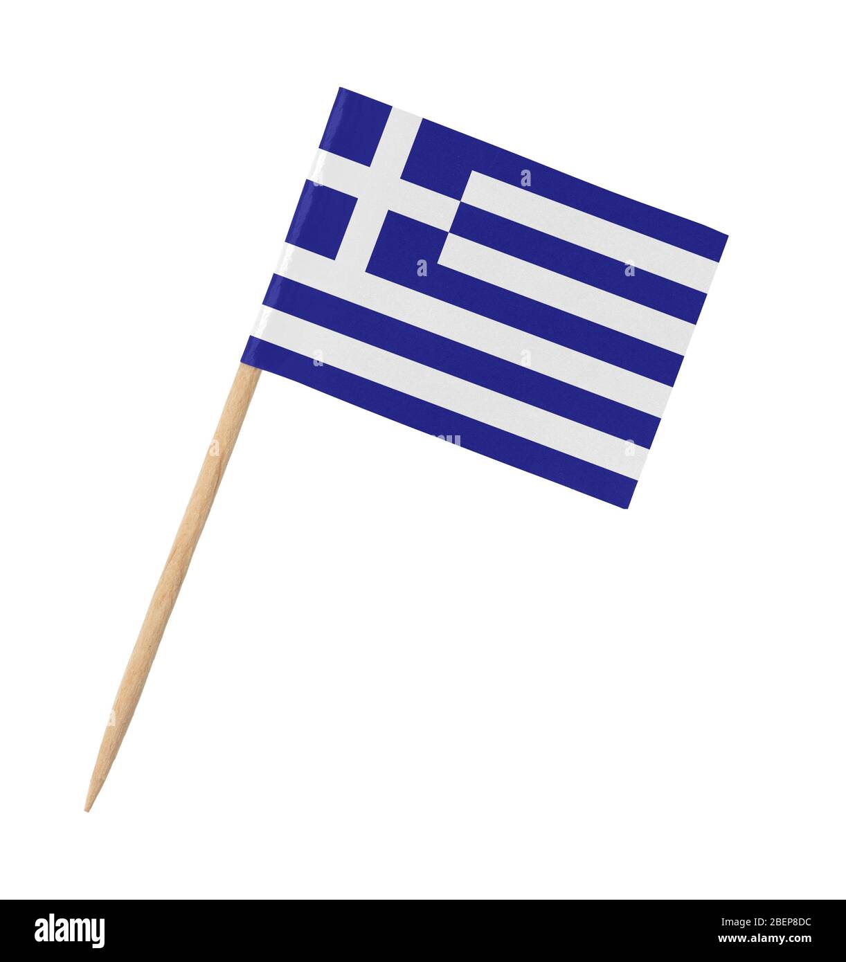 Small paper Greek flag on wooden stick, isolated on white Stock Photo ...