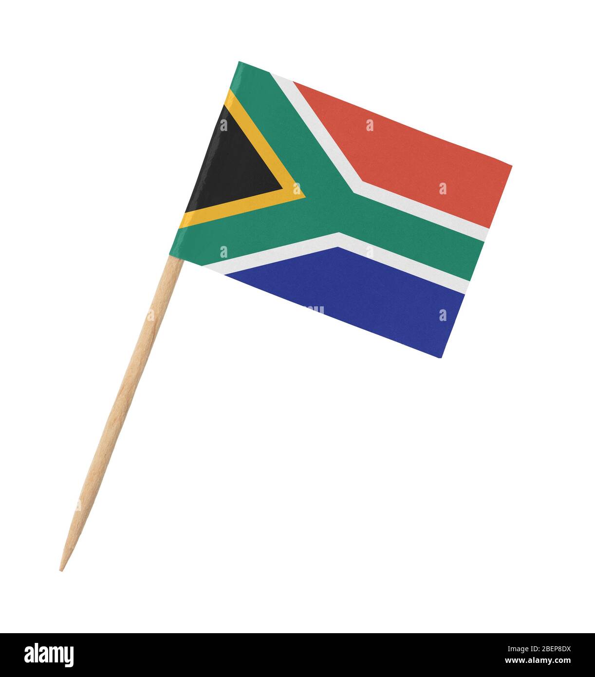 Small paper South African flag on wooden stick, isolated on white Stock ...