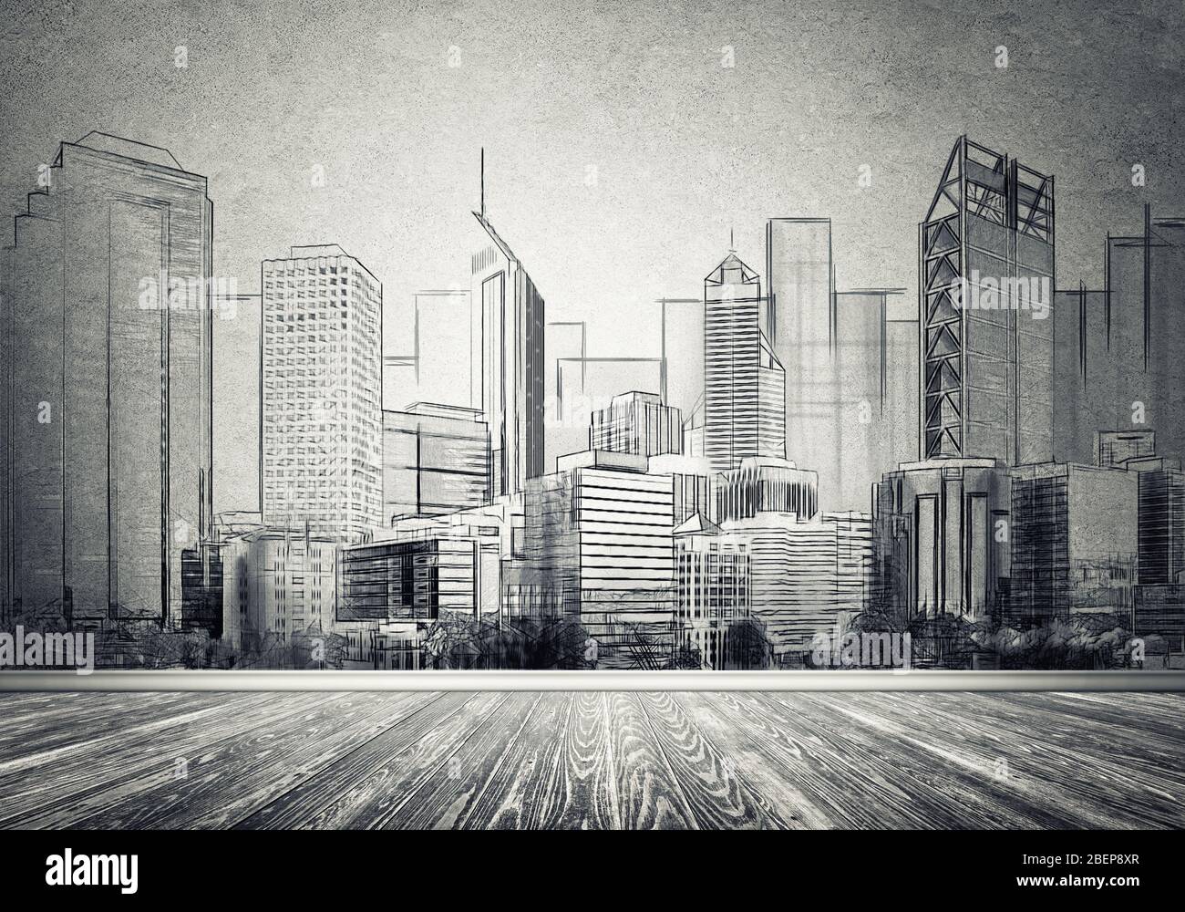 City design on wall Stock Photo - Alamy