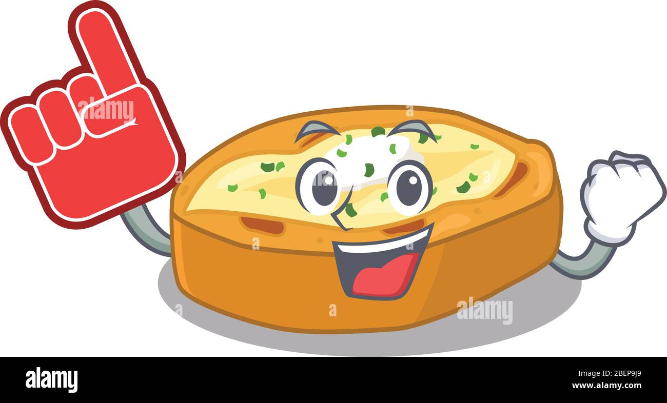 Baked potatoes presented in cartoon character design with Foam finger ...