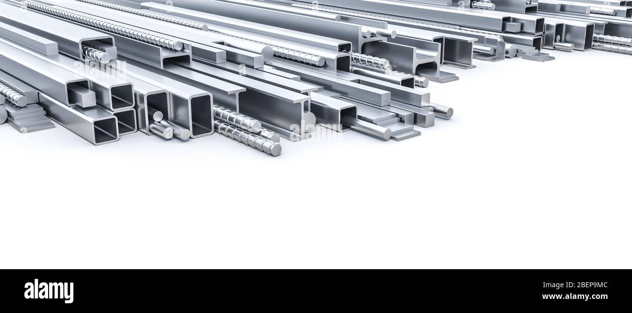 metal profiles for construction on white background. industry and ...