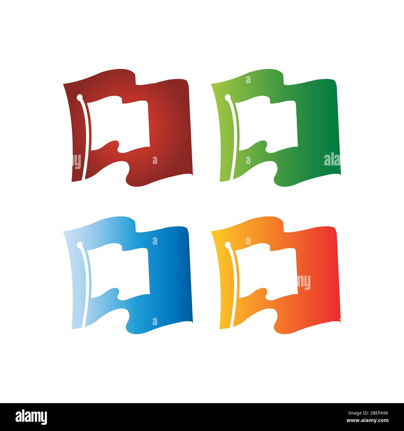 set of 4 flags logo icon symbol elements with diferrents colors Stock ...