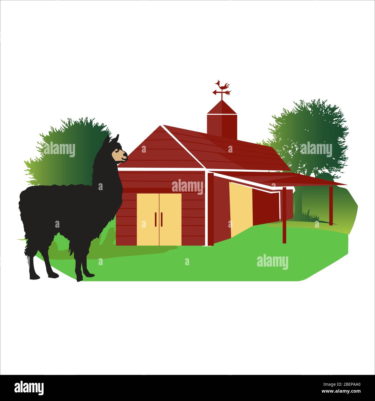 green field with lamma animal for your farm logo design vector ...