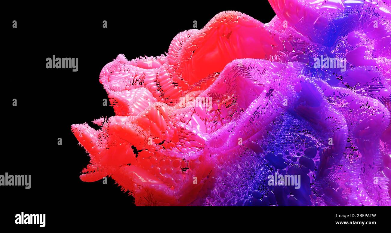 3d organic plastic abstract flowing globular shape form made of small ...