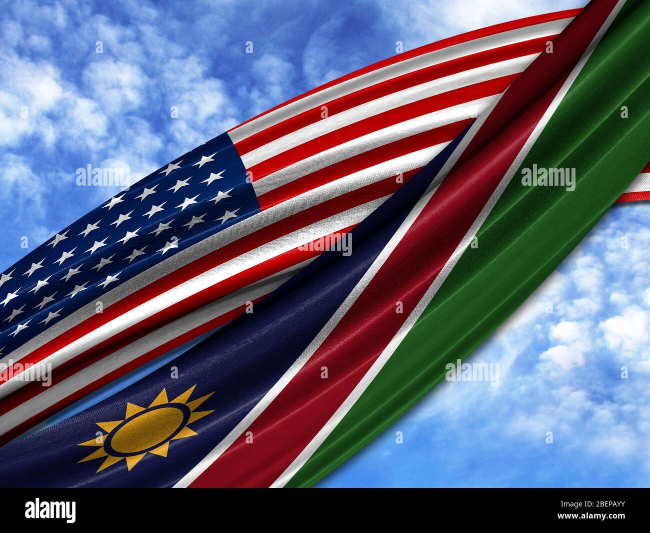 flag of America with Namibia flag on sky background Stock Photo - Alamy
