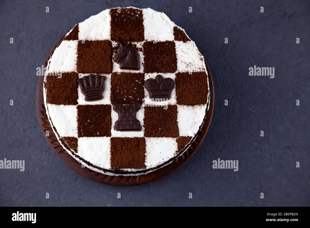 Sponge cake with butter cream. Cake in the form of a chessboard. A gift ...