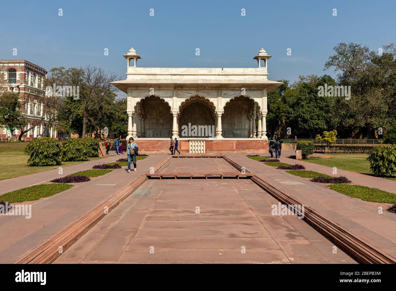 Buildings inside the famous Red Fort in the district of Shahjahanabad ...