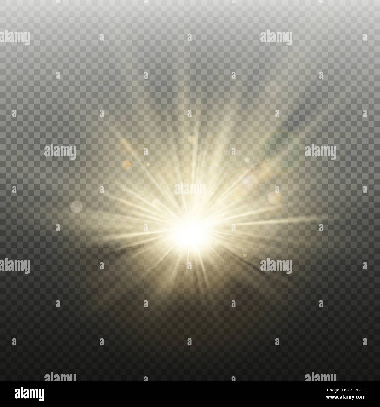 Sunset or sunrise golden glowing bright flash effect. Warm burst with ...