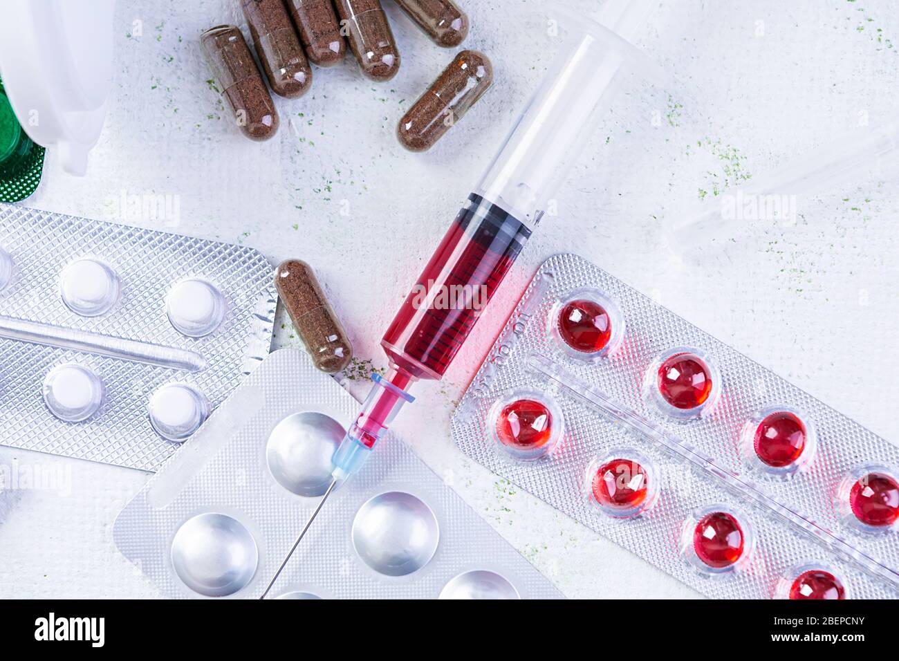 Viral disease protection. Different pills, tablets, capsules and ...