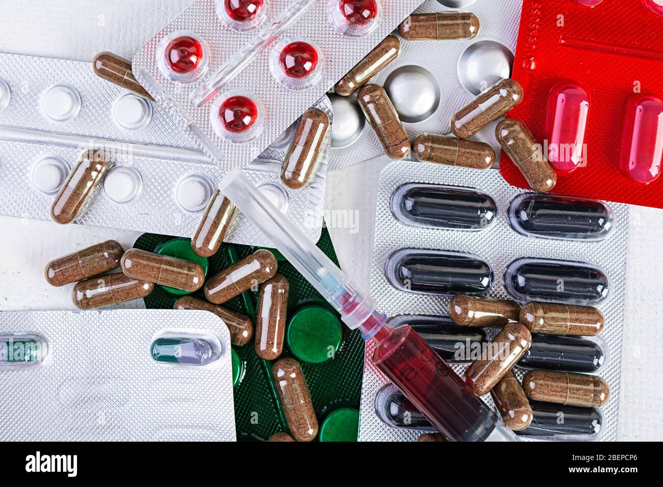 Viral disease protection. Different pills, tablets, capsules and ...