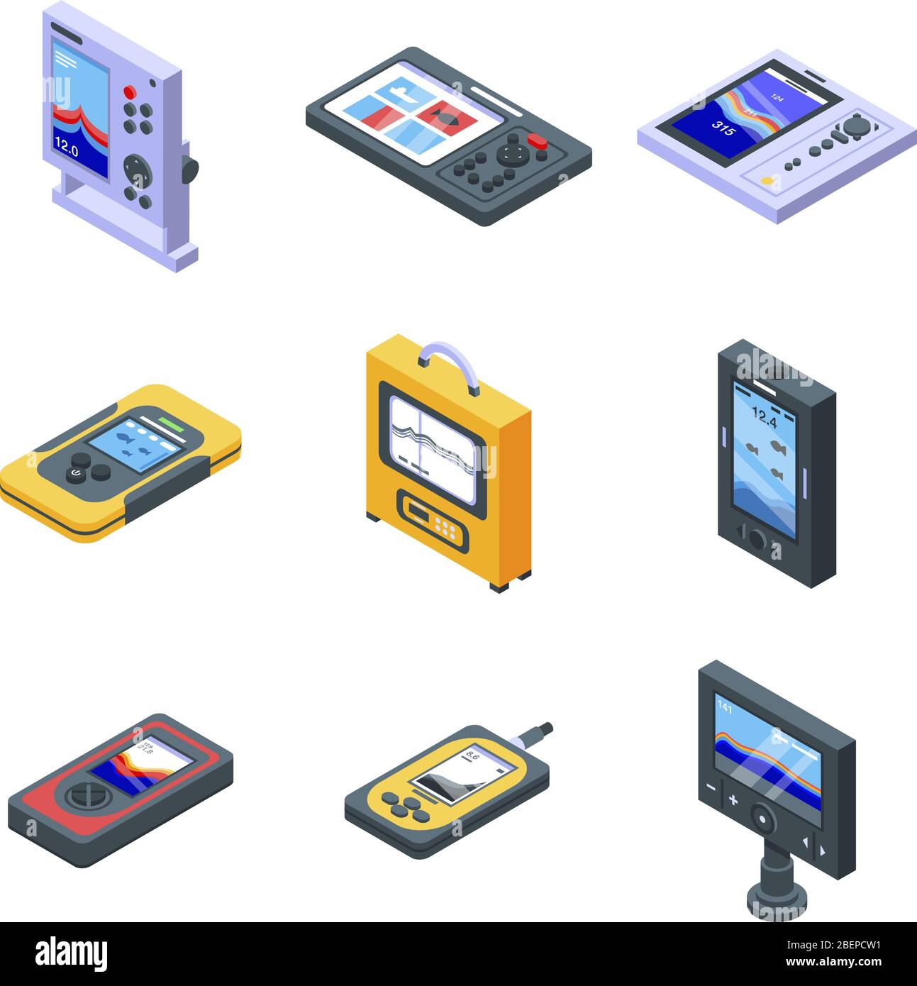 Echo sounder icons set, isometric style Stock Vector Image & Art - Alamy