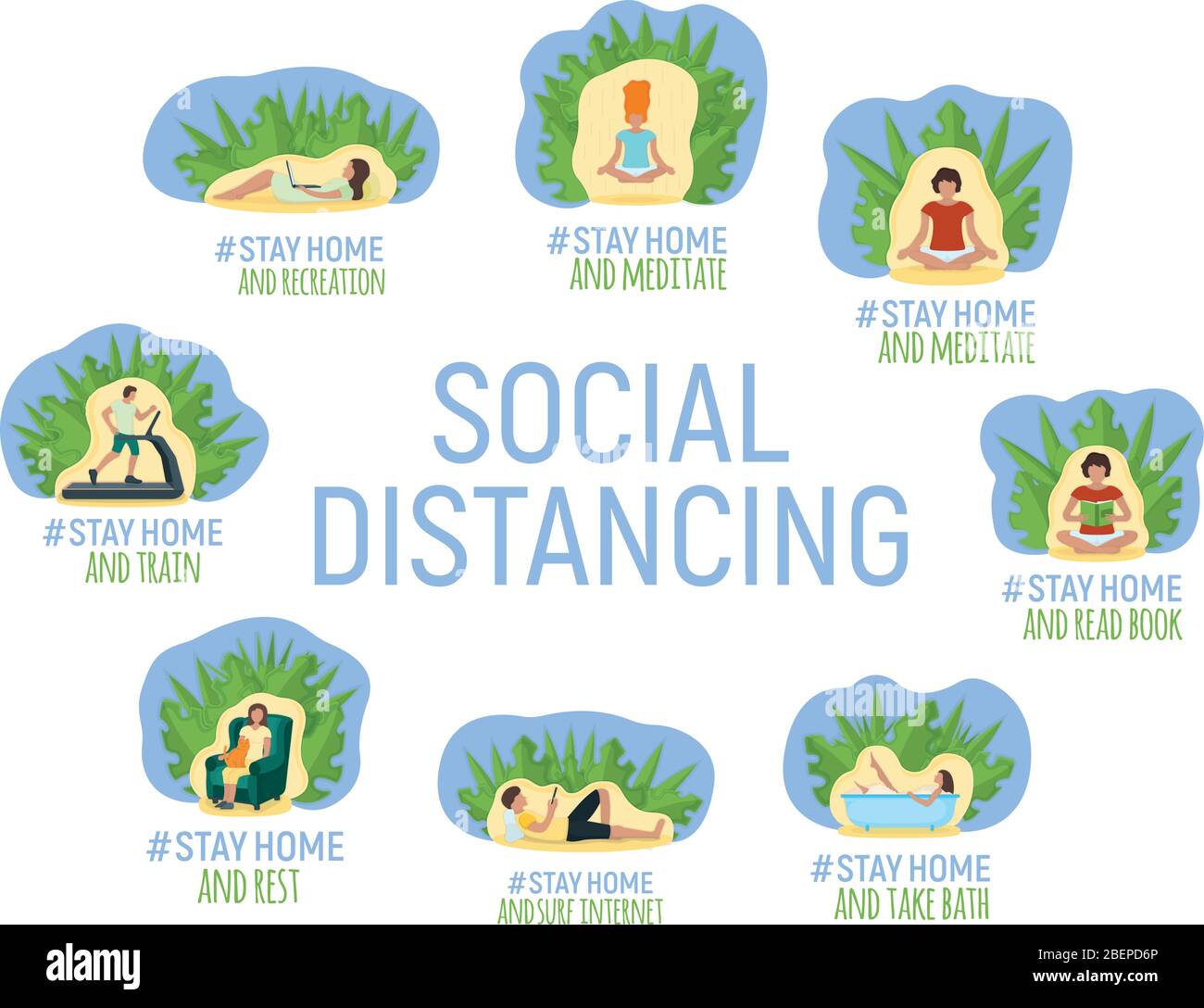 Set of people character stay home, relax house concept stay home ...