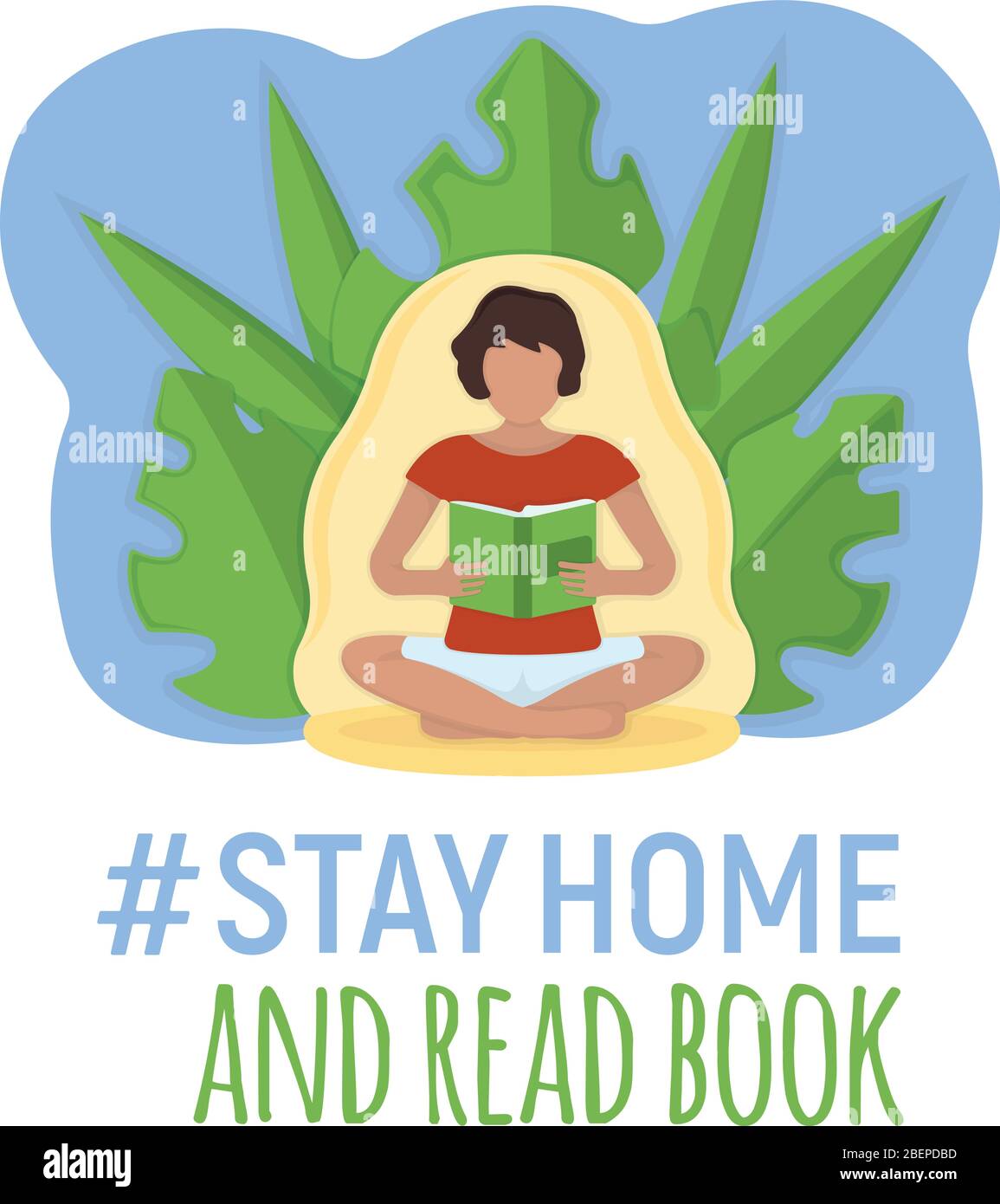 Woman character sitting kneeling and read book textbook, journal arms ...