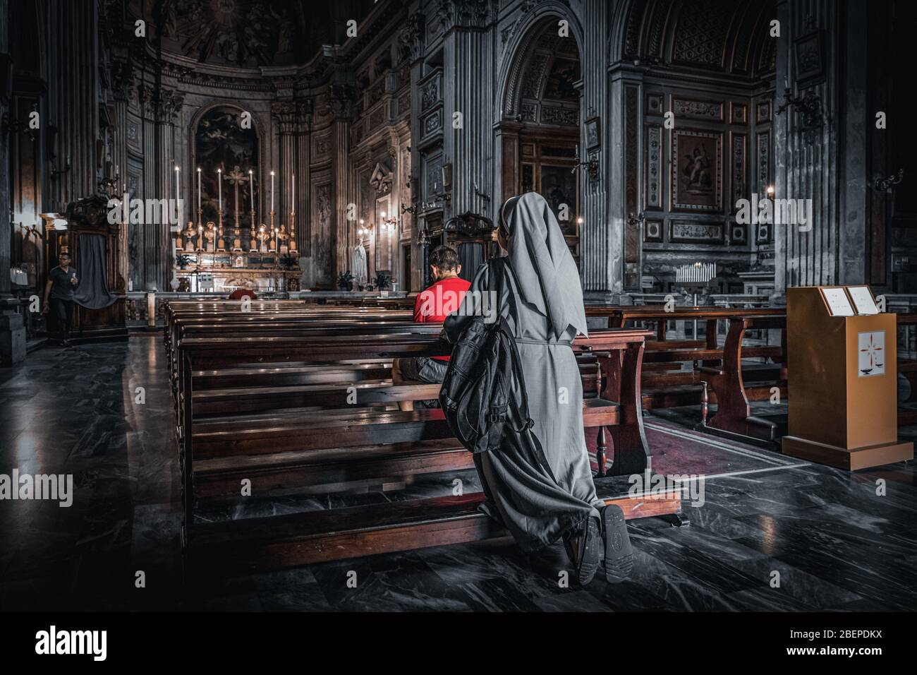 The Nun in Church Stock Photo - Alamy