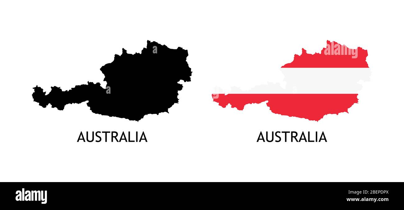 Silhouette of Austria black color and colored in National Flag - Vector ...