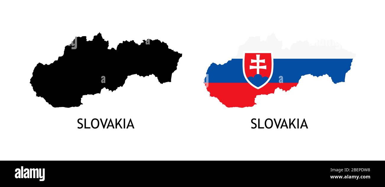 Silhouette of Slovakia black color and colored in National Flag ...