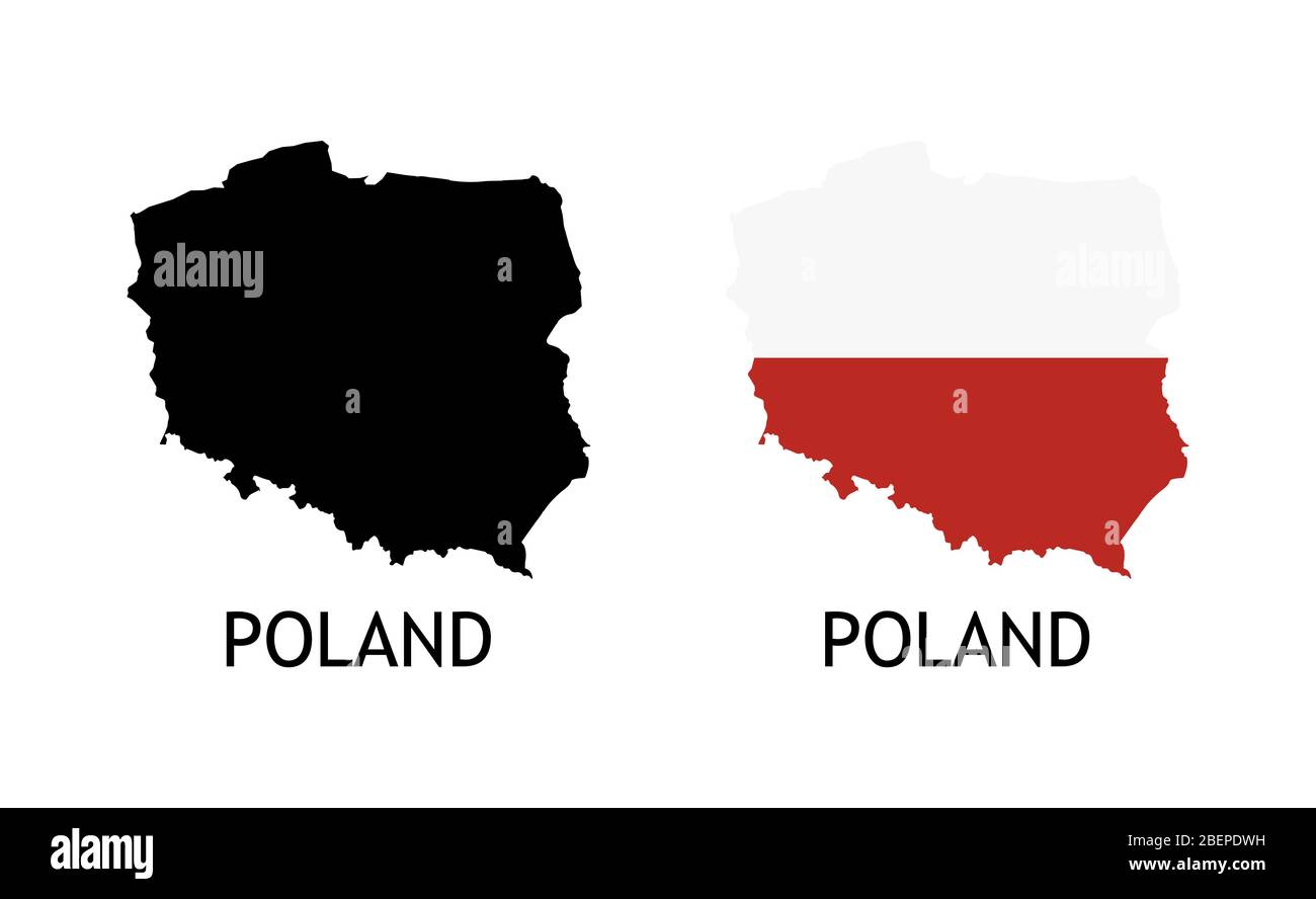 Silhouette of Poland black color and colored in National Flag - Vector ...