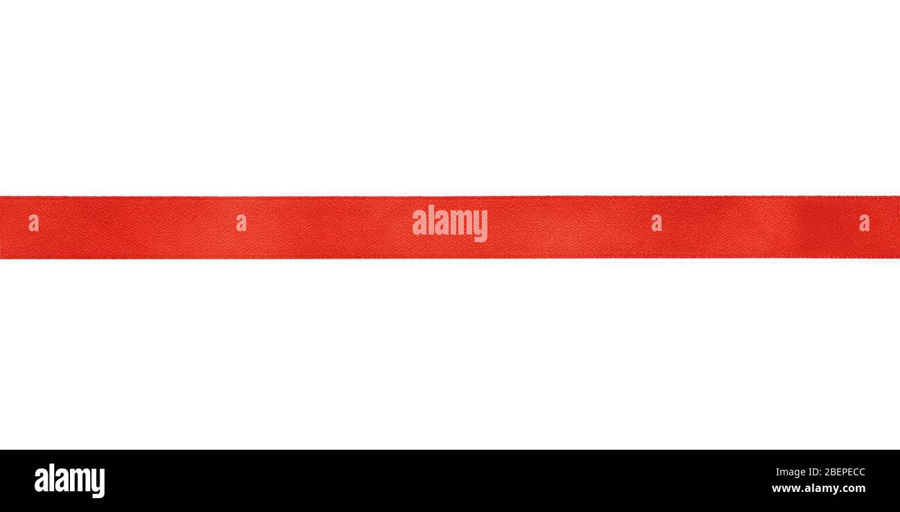 Red silk ribbon close up. Isolated on white background Stock Photo - Alamy