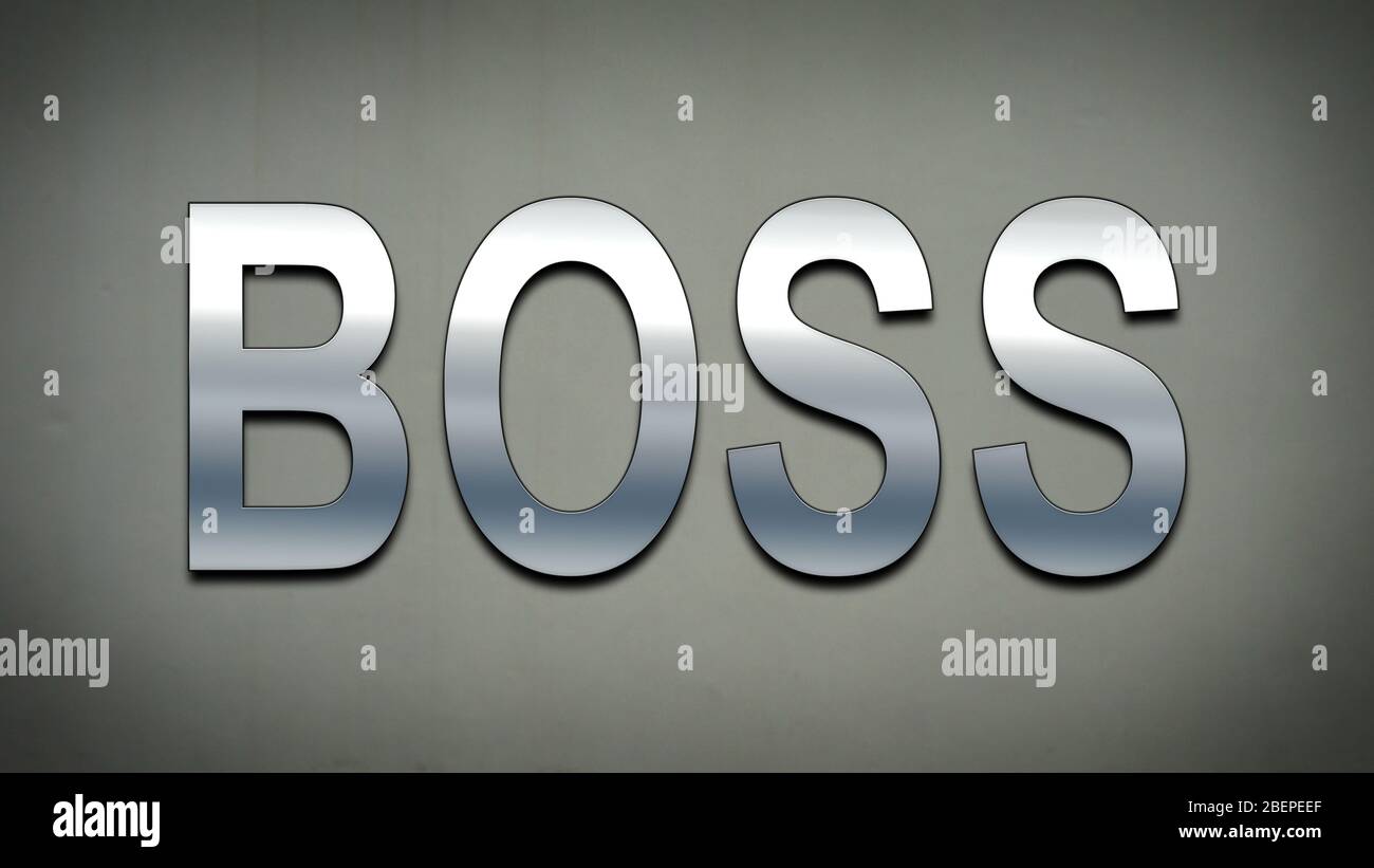 Metallic wall sign for BOSS Stock Photo - Alamy