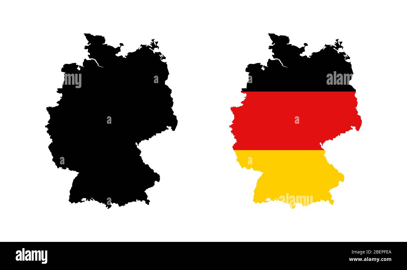 Contour Map of Germany in Black color and color of National Flag ...