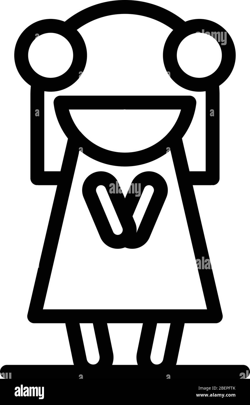 Cute doll icon, outline style Stock Vector Image & Art - Alamy