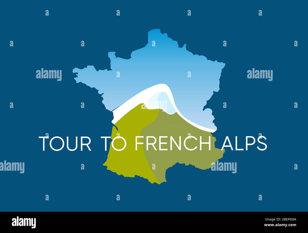 Tour to French Alps Emblem with Caption. Vector Logo Illustration with ...