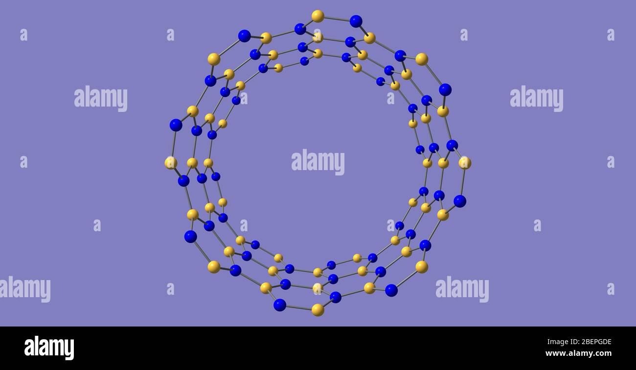 Boron nitride nanotube structure isolated on blue background Stock ...