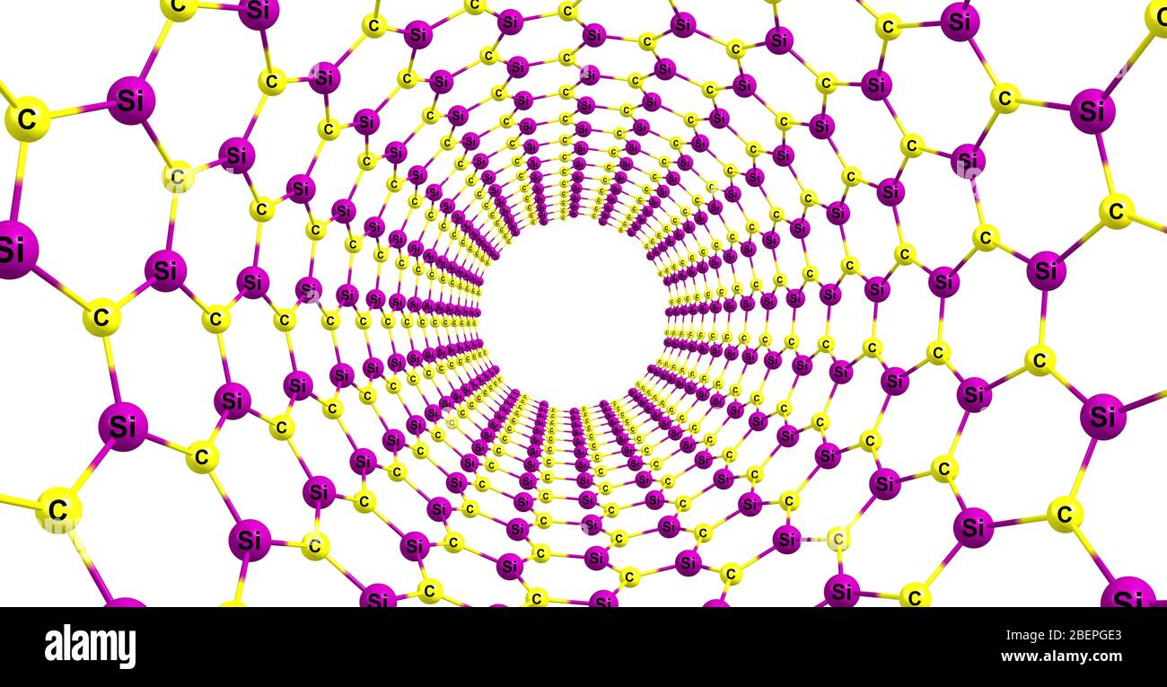 Silicon carbide nanotube structure isolated on white background Stock ...