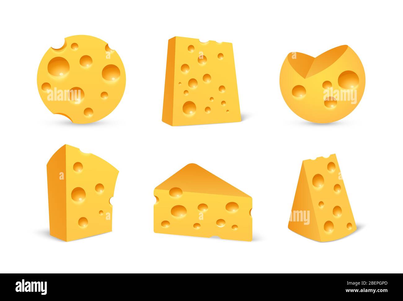 Cheese icon set in realistic style isolated on white Stock Vector Image ...