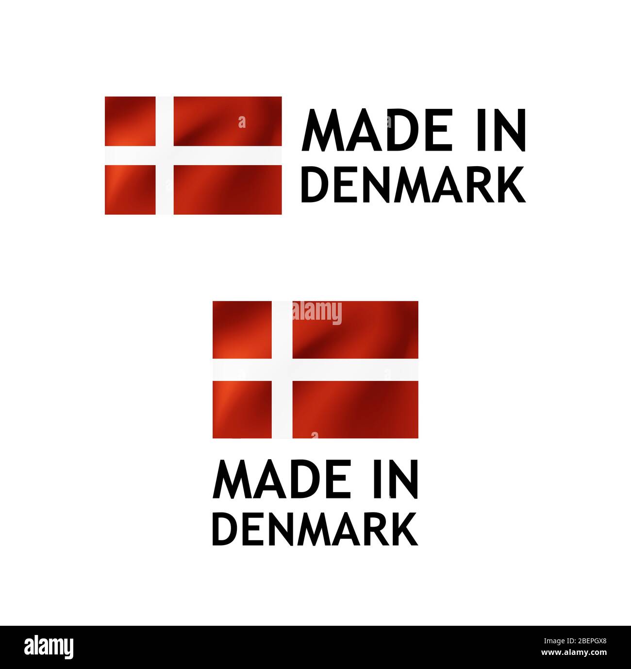 Made in Denmark Label, Vector Tag template with Danish Flag isolated on ...