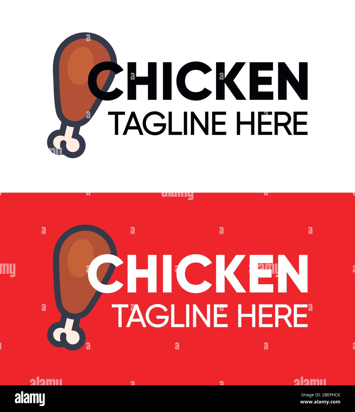 Fried Chicken Cafe Shop Logo isolated on red and white background ...