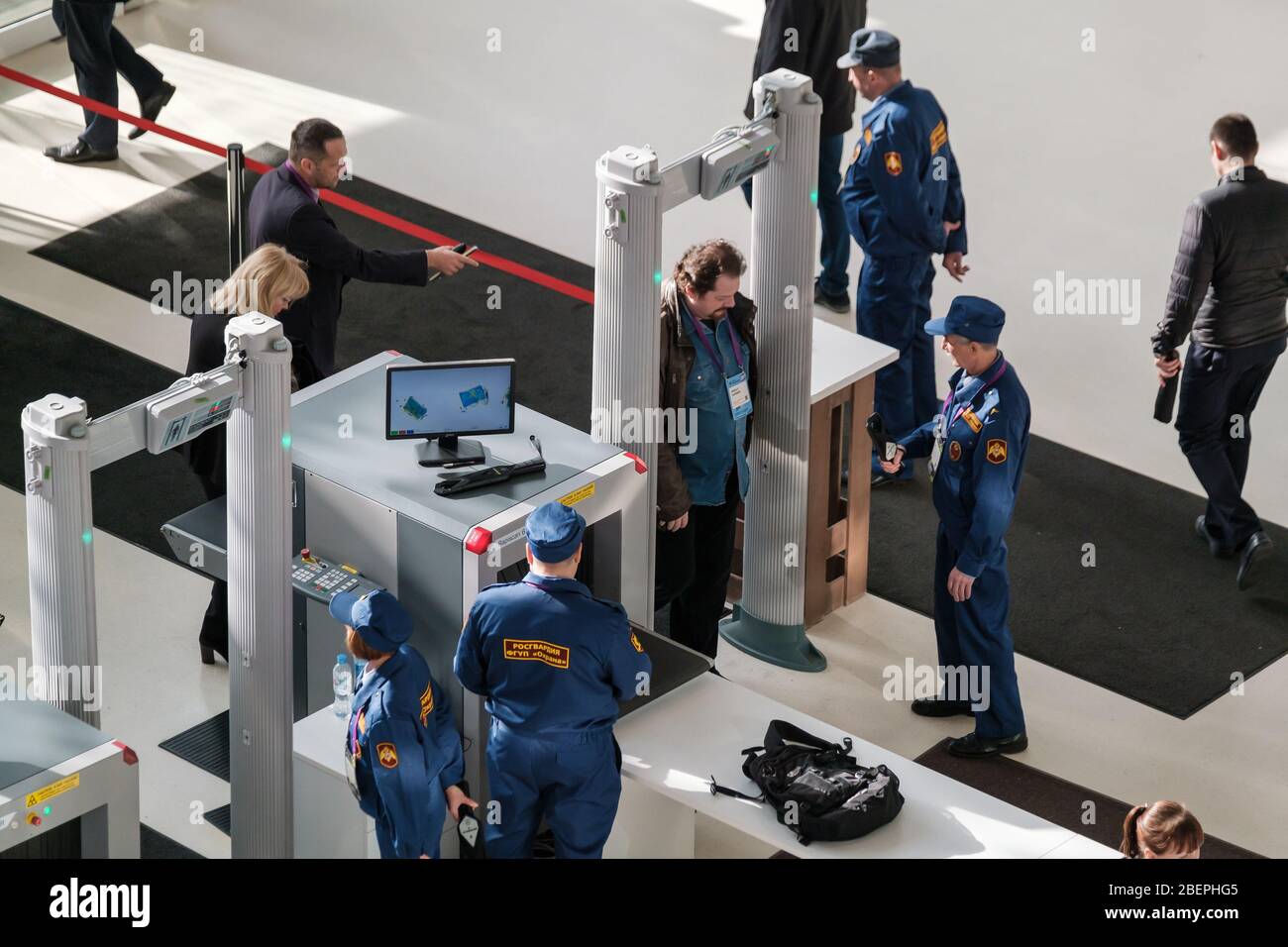 Business forum security check point, top view time lapse Stock Photo ...