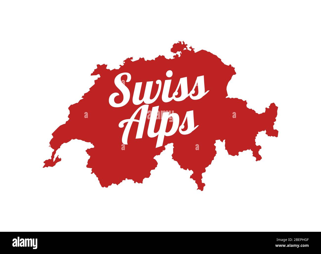 Swiss Alps Banner with Red Silhouette of Switzerland and Caption ...