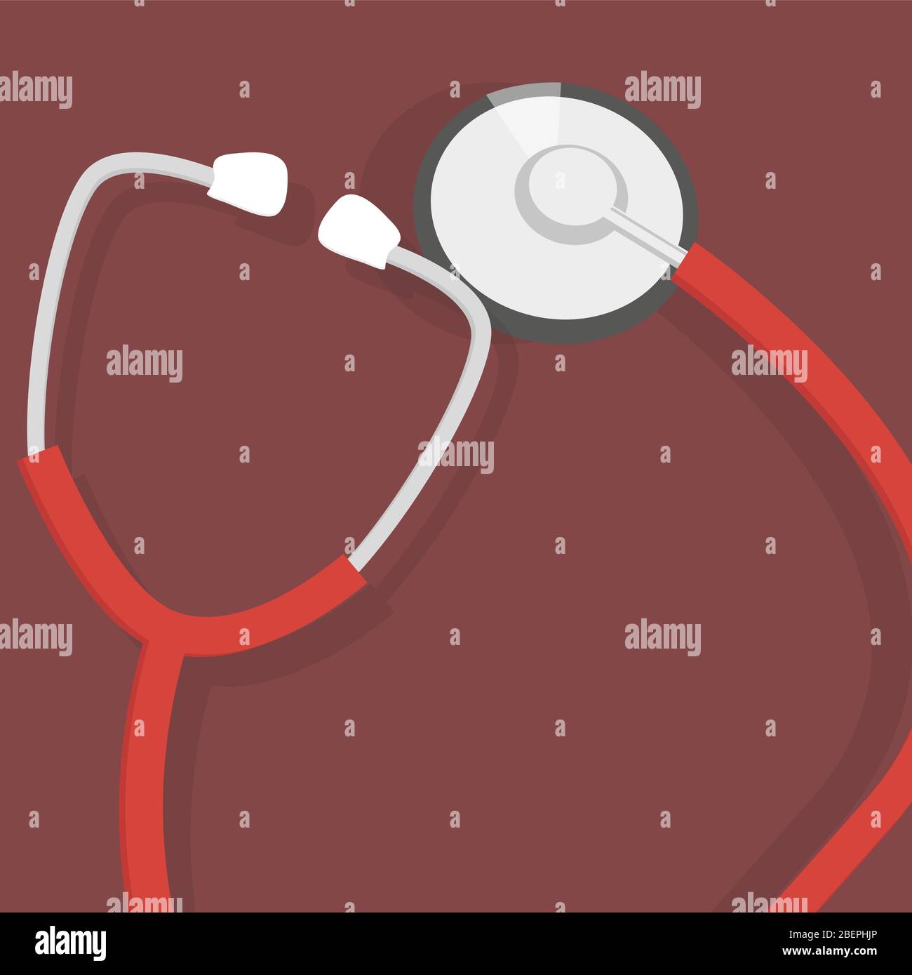 Illustration of stethoscope with red background in vector file - flat ...