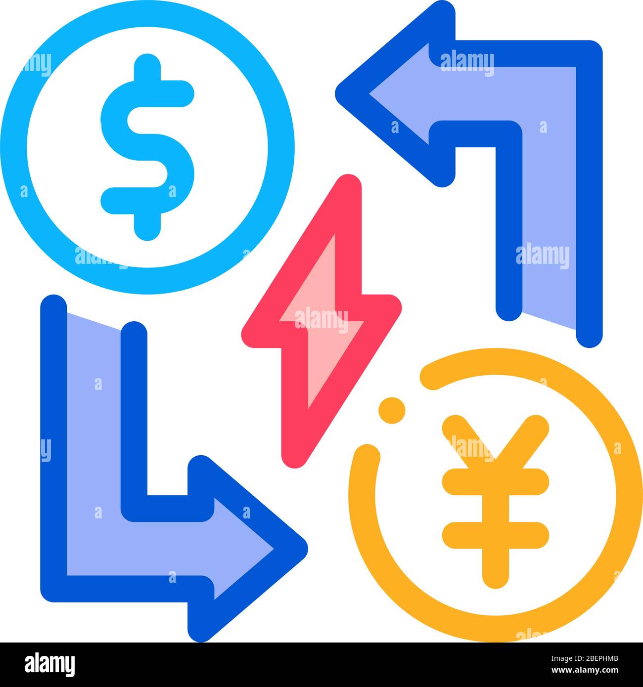 transfer of different currencies icon vector outline illustration Stock ...