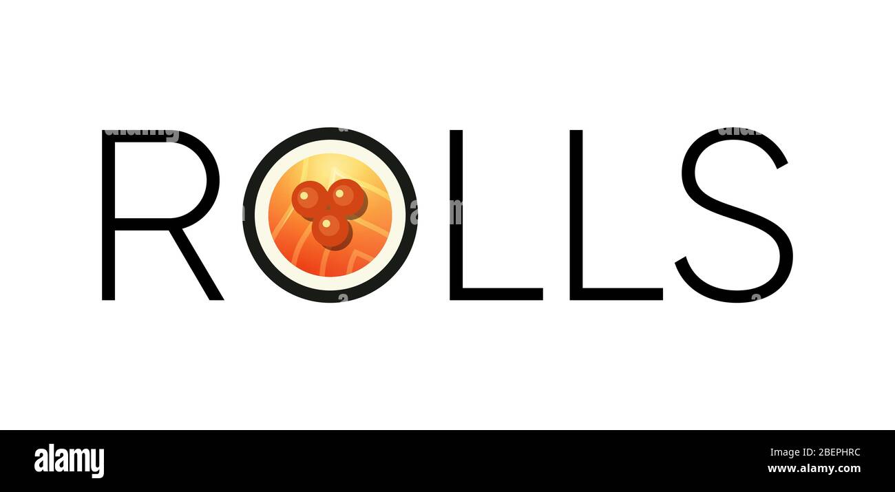 Rolls Logo Vector for Sushi Bar, Restaurant with Japanese Food. Rolls ...