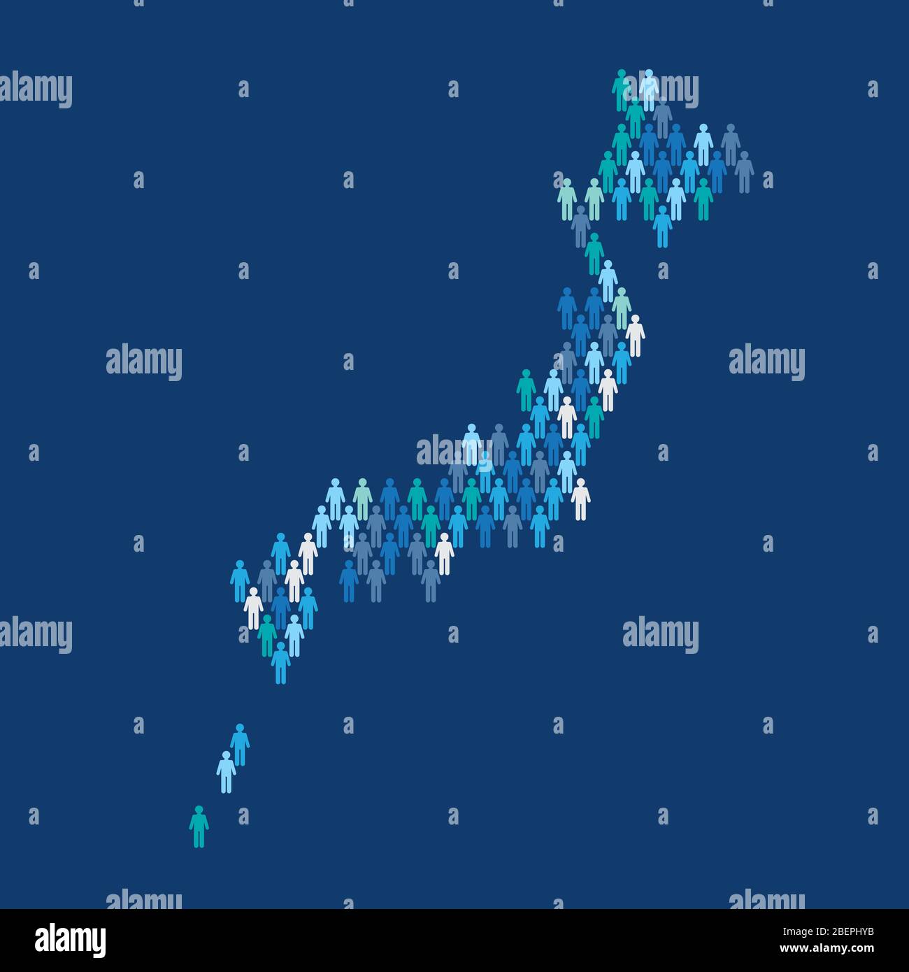 Japan population infographic. Map made from stick figure people Stock ...