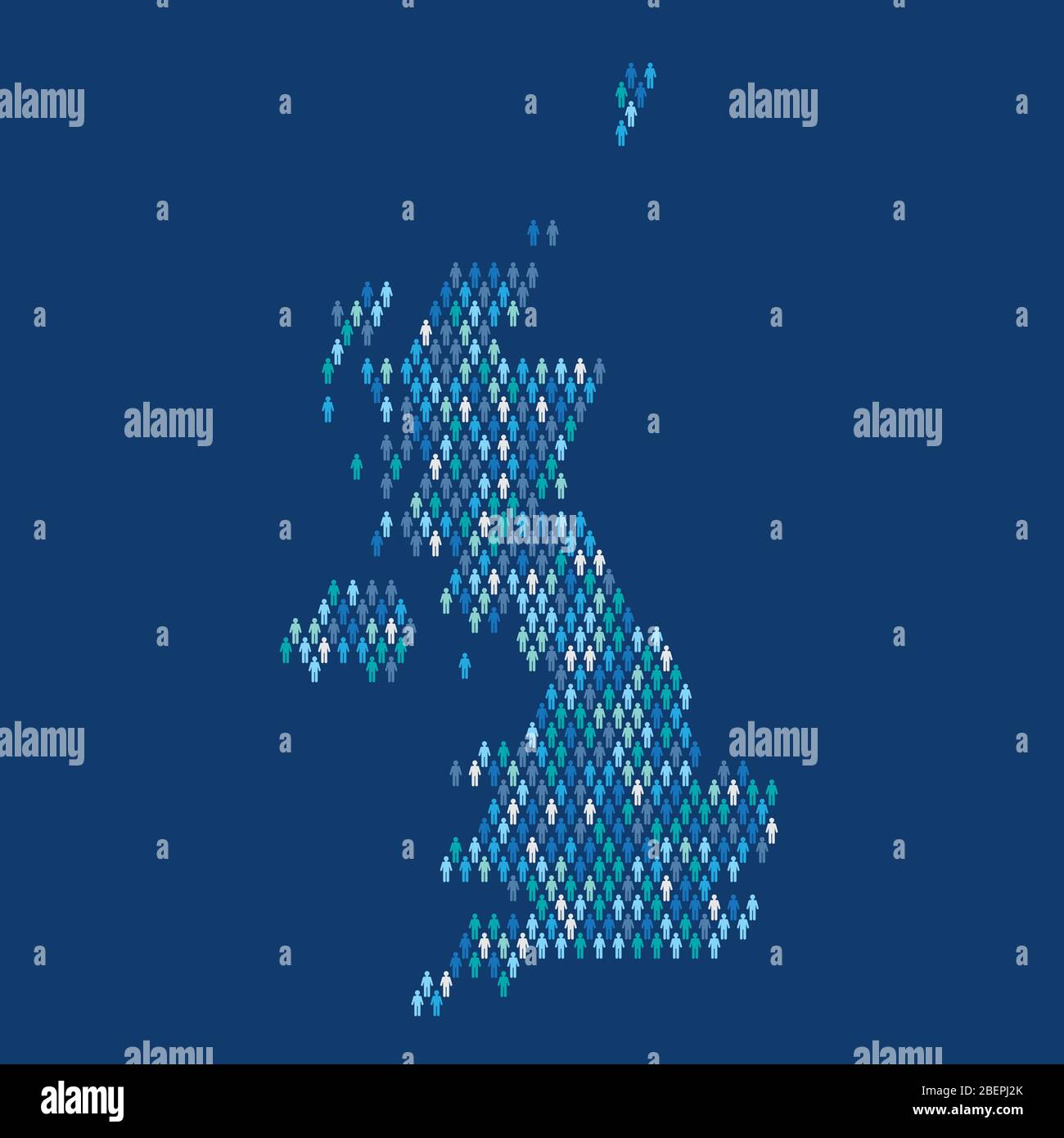 United Kingdom population infographic. Map made from stick figure ...