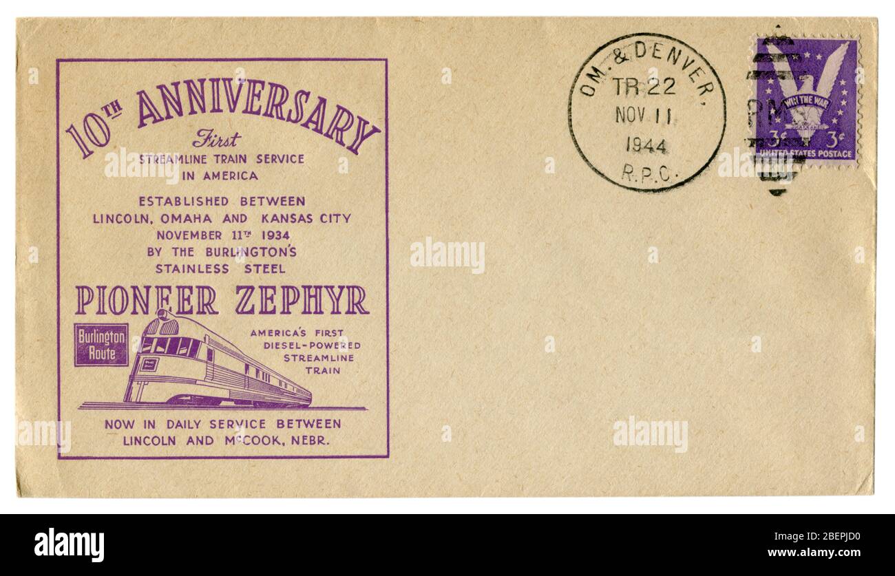 Denver, Colorado, The USA - 11 November 1944: US historical envelope ...