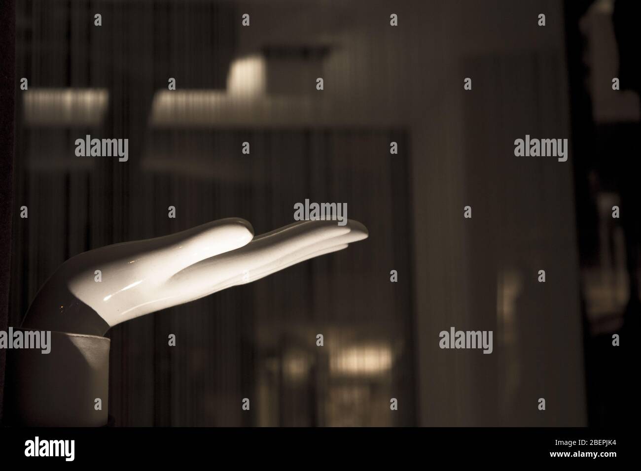 White mannequin hand. Palm down. No people Stock Photo - Alamy