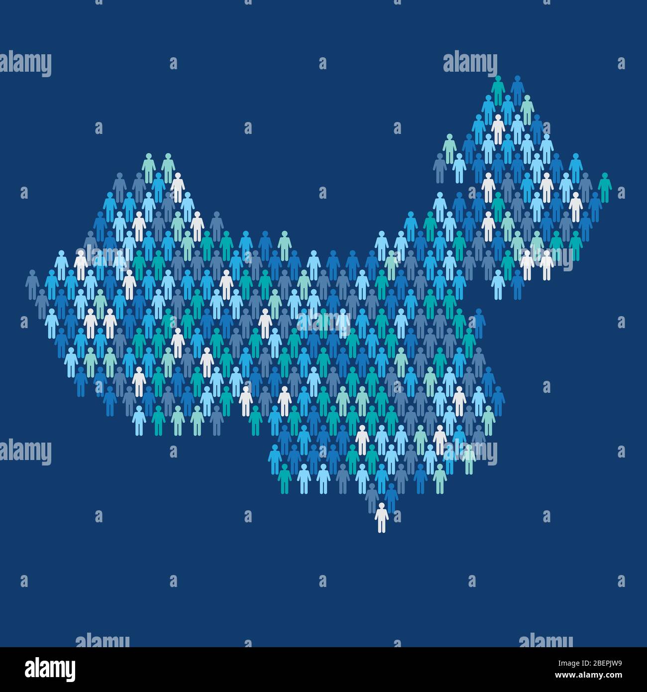 China population infographic. Map made from stick figure people Stock ...