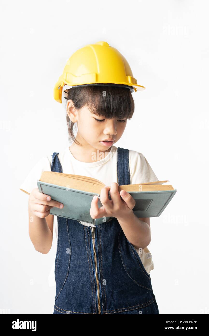 Asian girl Thai student want to be engineer reading book, engineering ...