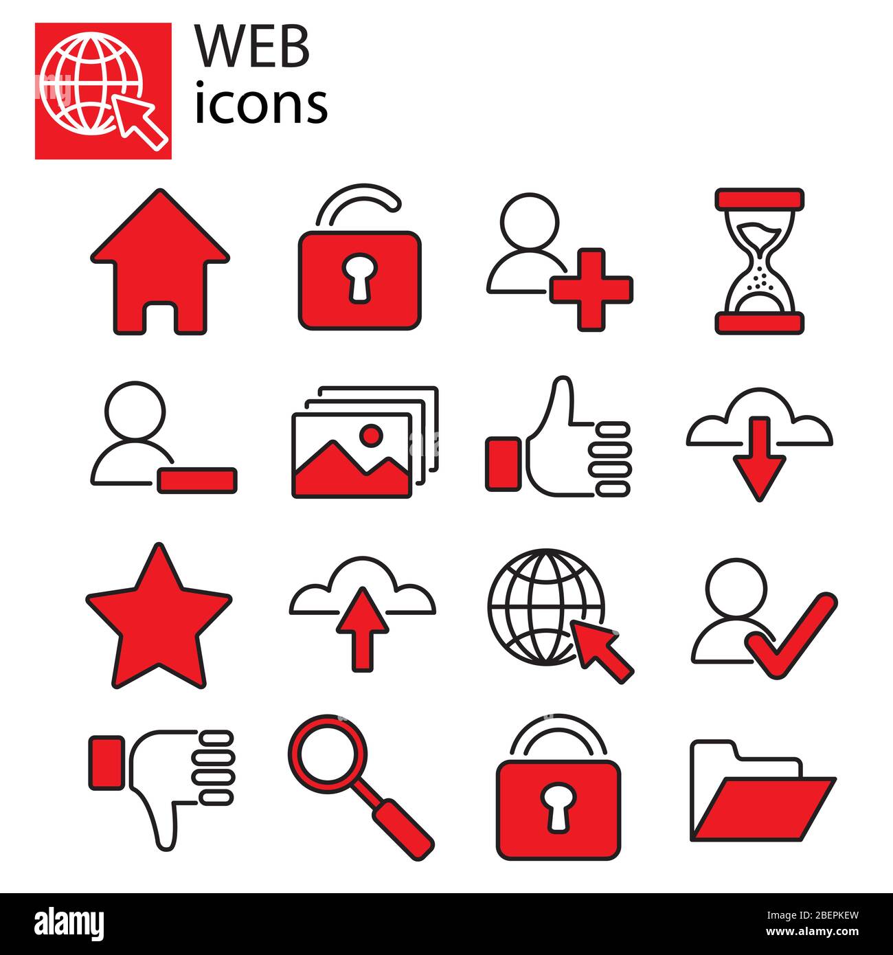 Basic line icons set Cut Out Stock Images & Pictures - Alamy